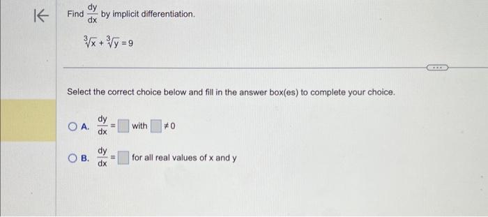 Solved Find \\( \\frac{d y}{d x} \\) by implicit | Chegg.com