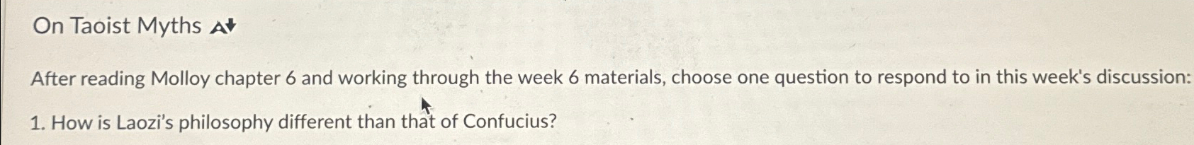Solved On Taoist MythsAfter reading Molloy chapter 6 ﻿and | Chegg.com