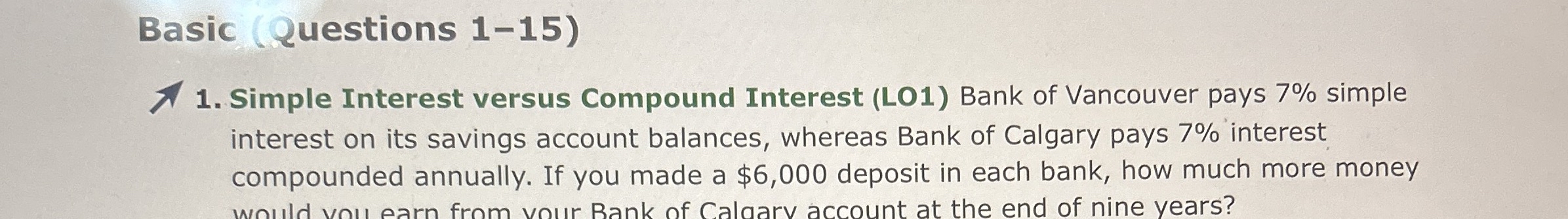 Basic (Questions 1-15)Simple Interest versus Compound | Chegg.com