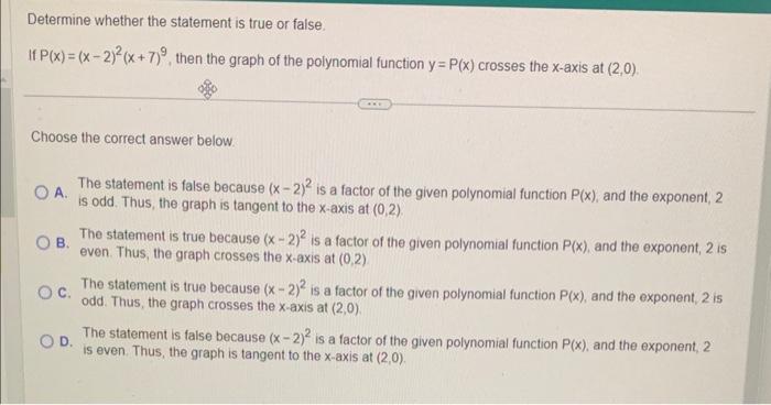 Solved Determine whether the statement is true or false. If | Chegg.com