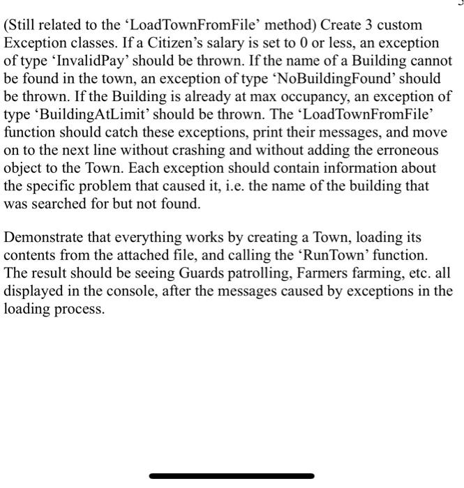 Solved (Still related to the 'LoadTownFromFile' method) | Chegg.com