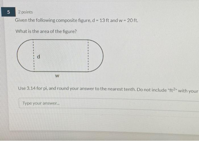 Solved 5 2 points Given the following composite figure, d = | Chegg.com