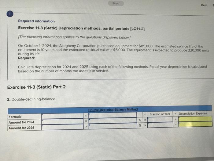 Solved Required information Exercise 11-3 (Static) | Chegg.com