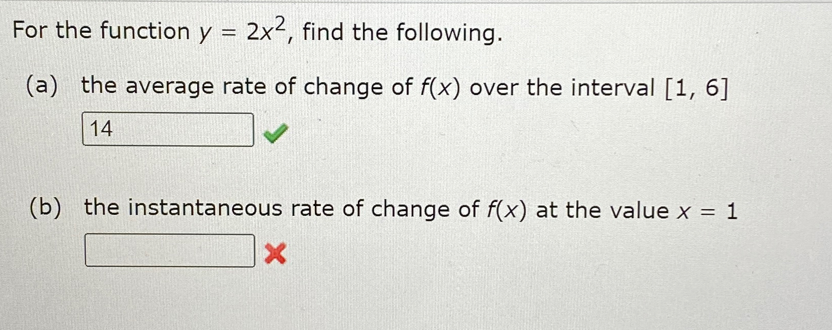 Solved For the function y=2x2, ﻿find the following. ﻿the | Chegg.com