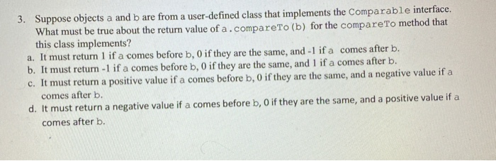 Solved 3. Suppose objects a and b are from a user-defined | Chegg.com