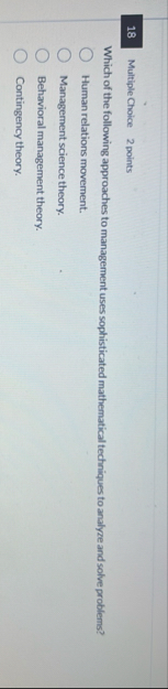 Solved 18Multiple Choice 2 ﻿pointsWhich of the following | Chegg.com