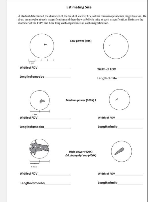 Solved A student determined the diameter of the field of | Chegg.com