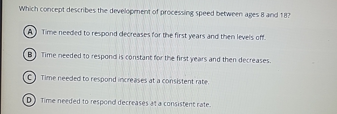 Solved Which concept describes the development of processing | Chegg.com