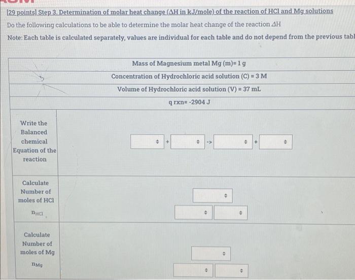 Solved Calculate q rxn using the data given in the table | Chegg.com