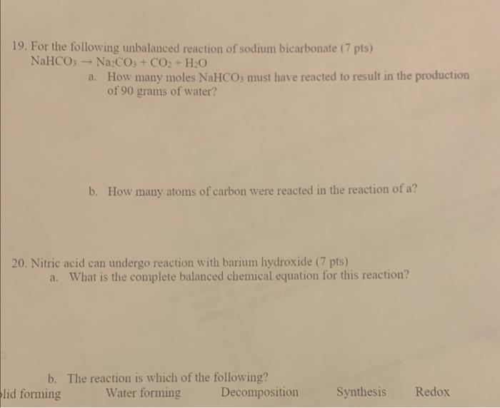 Solved NaHCO3→Na2CO3+CO2+H2O a. How many moles NaHCO3 must | Chegg.com