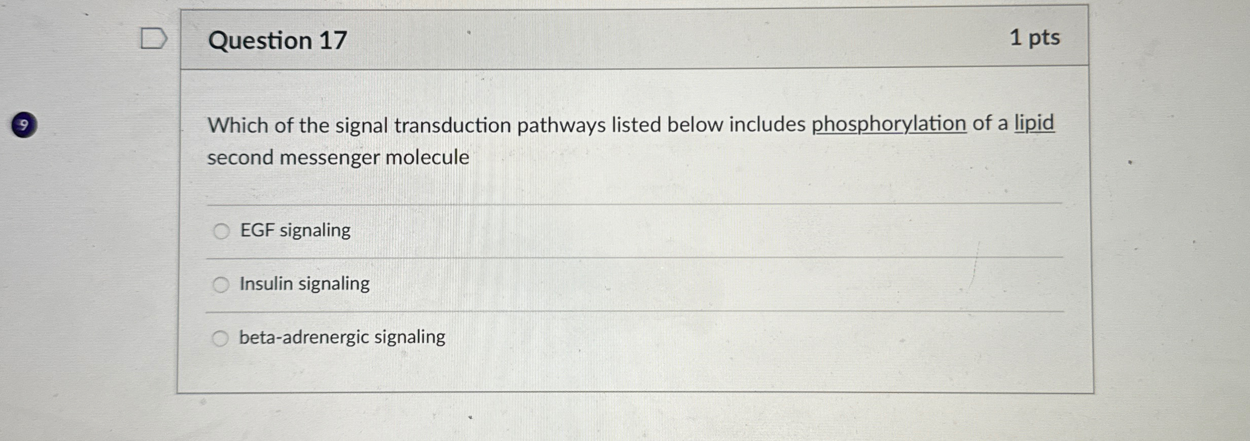 Solved Question 171 ﻿ptsWhich of the signal transduction | Chegg.com