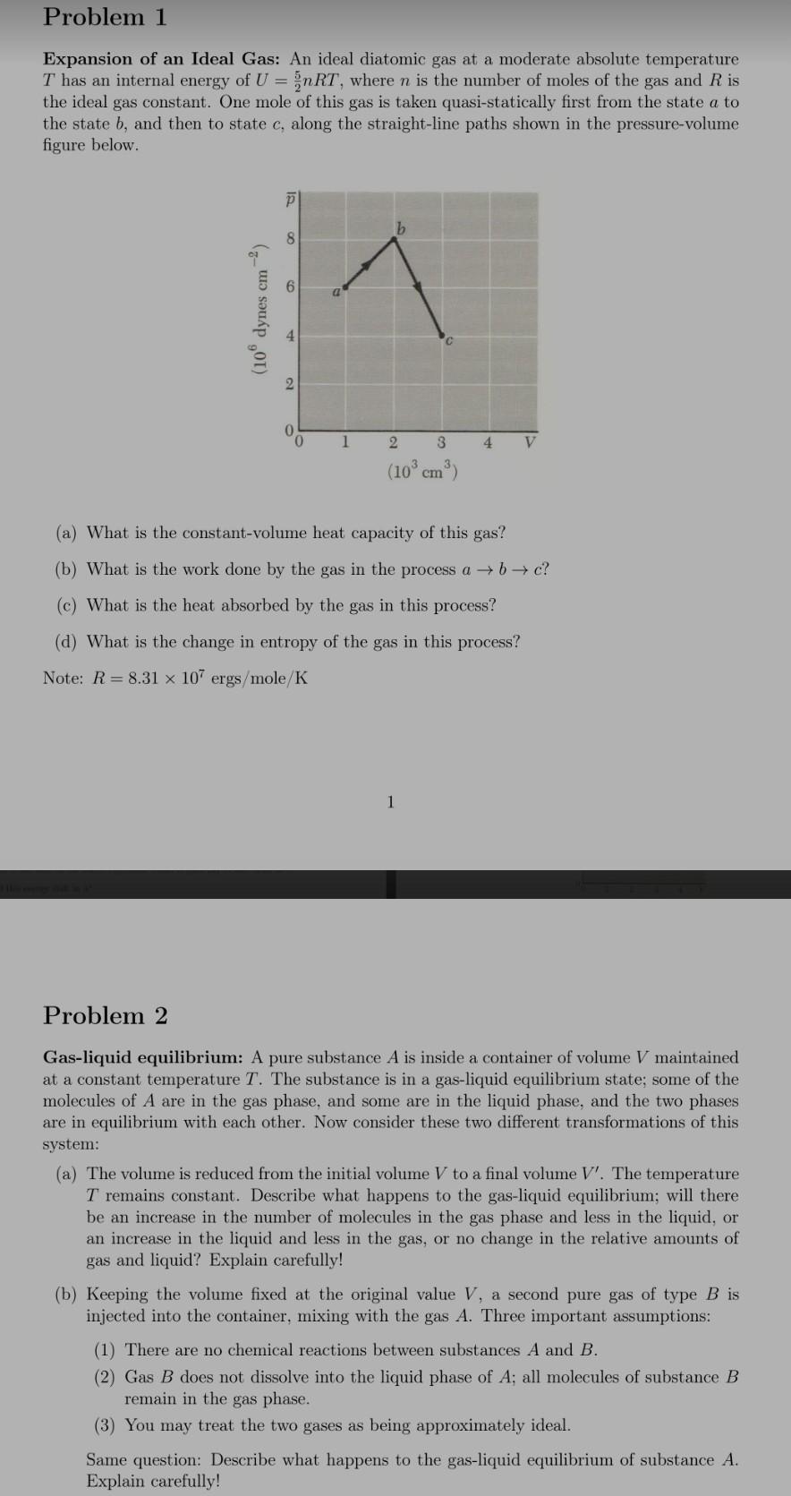 Solved Expansion of an Ideal Gas: An ideal diatomic gas at a | Chegg.com