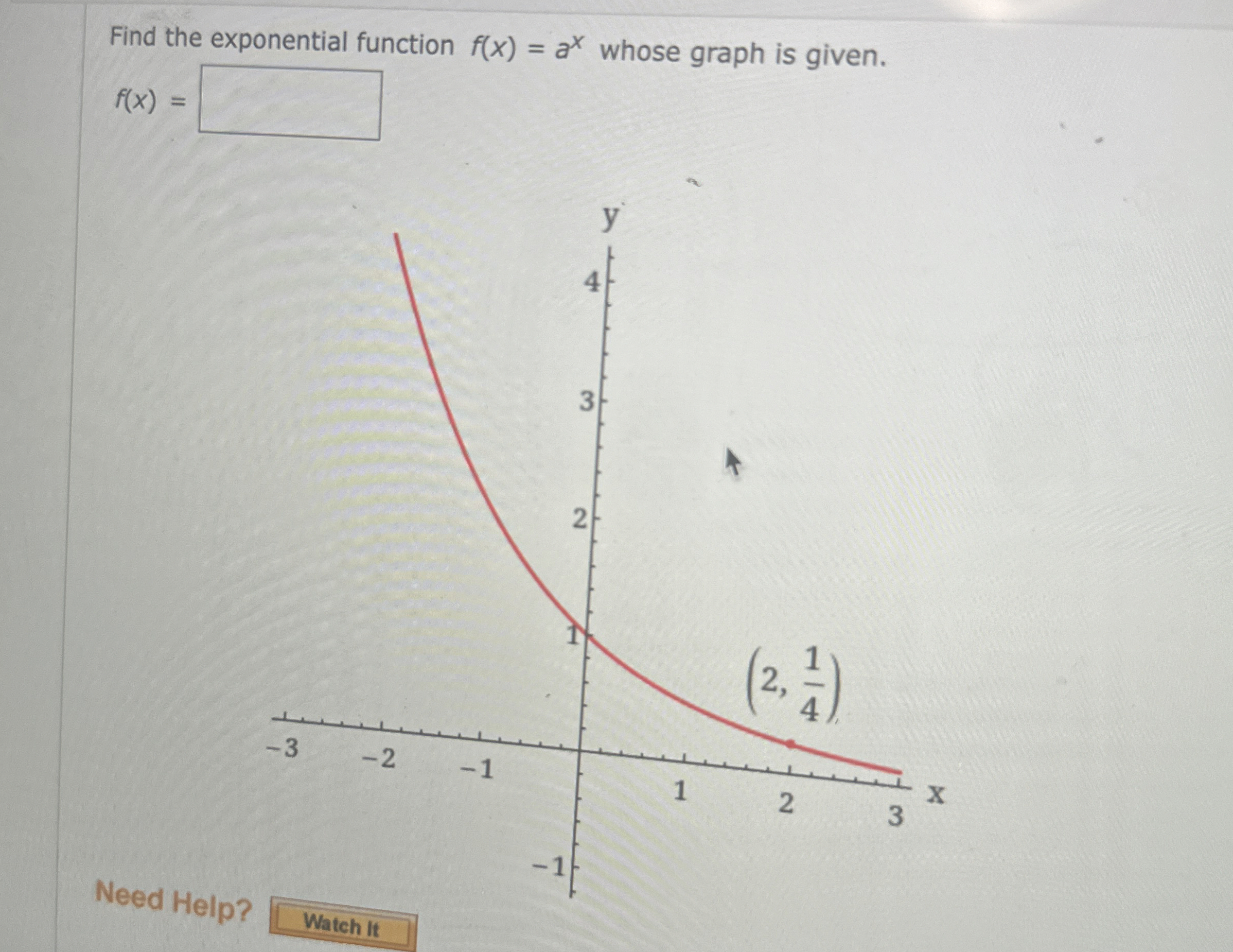 Solved Find the exponential function f(x)=ax ﻿whose graph is | Chegg.com
