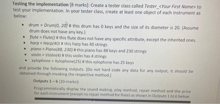 Solved Musical Instruments Design and implement the | Chegg.com