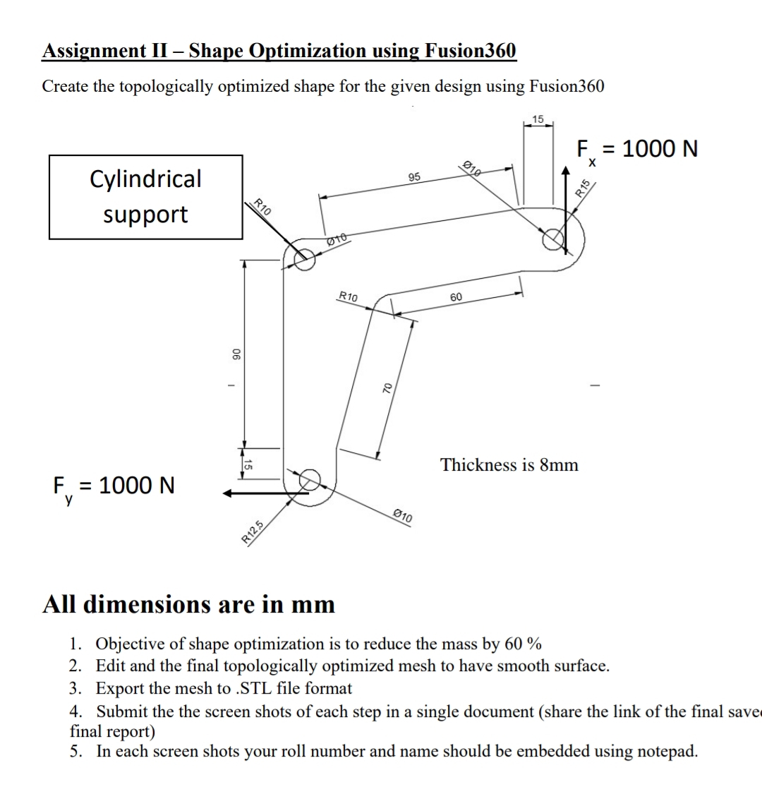 Solved Assignment II - ﻿Shape Optimization using | Chegg.com