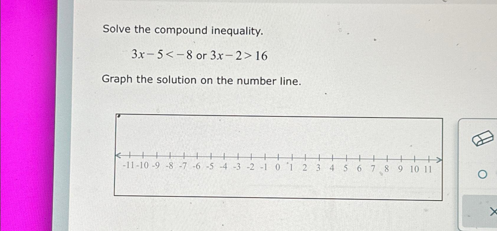 Solved Solve the compound inequality.3x-5 16Graph | Chegg.com