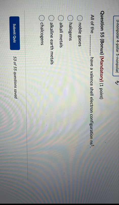 Solved 3-nonpolar 4-polar 5-nonpolarQuestion | Chegg.com