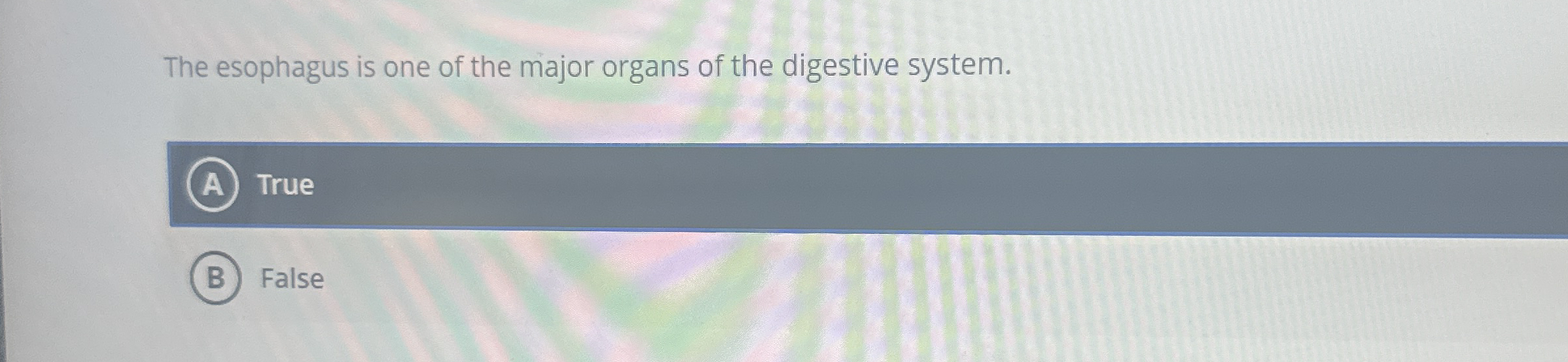 Solved The esophagus is one of the major organs of the | Chegg.com