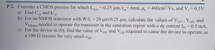 Solved P 2. Consider a CMOS process for which | Chegg.com
