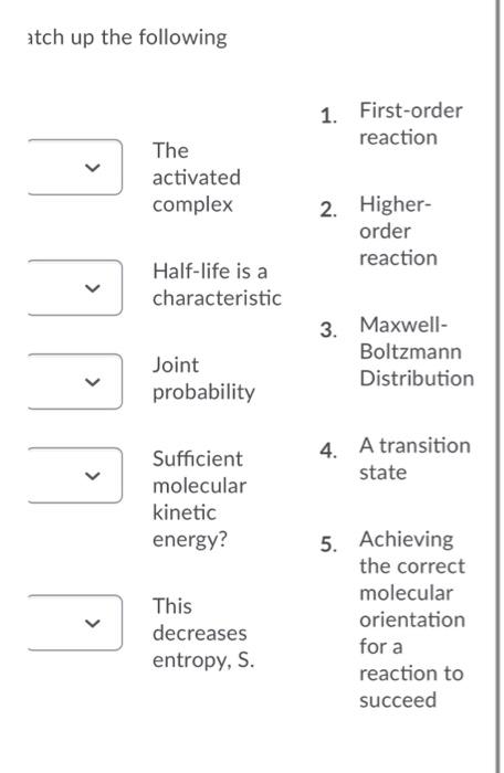 Solved atch up the following 1. First-order reaction The > | Chegg.com