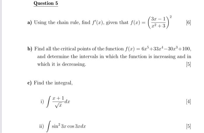 Solved a) Using the chain rule, find f′(x), given that | Chegg.com