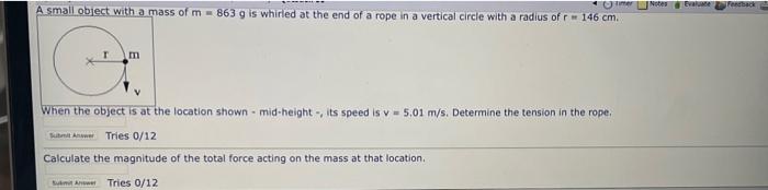 Solved A small object with a mass of m=863 g is whirled at | Chegg.com