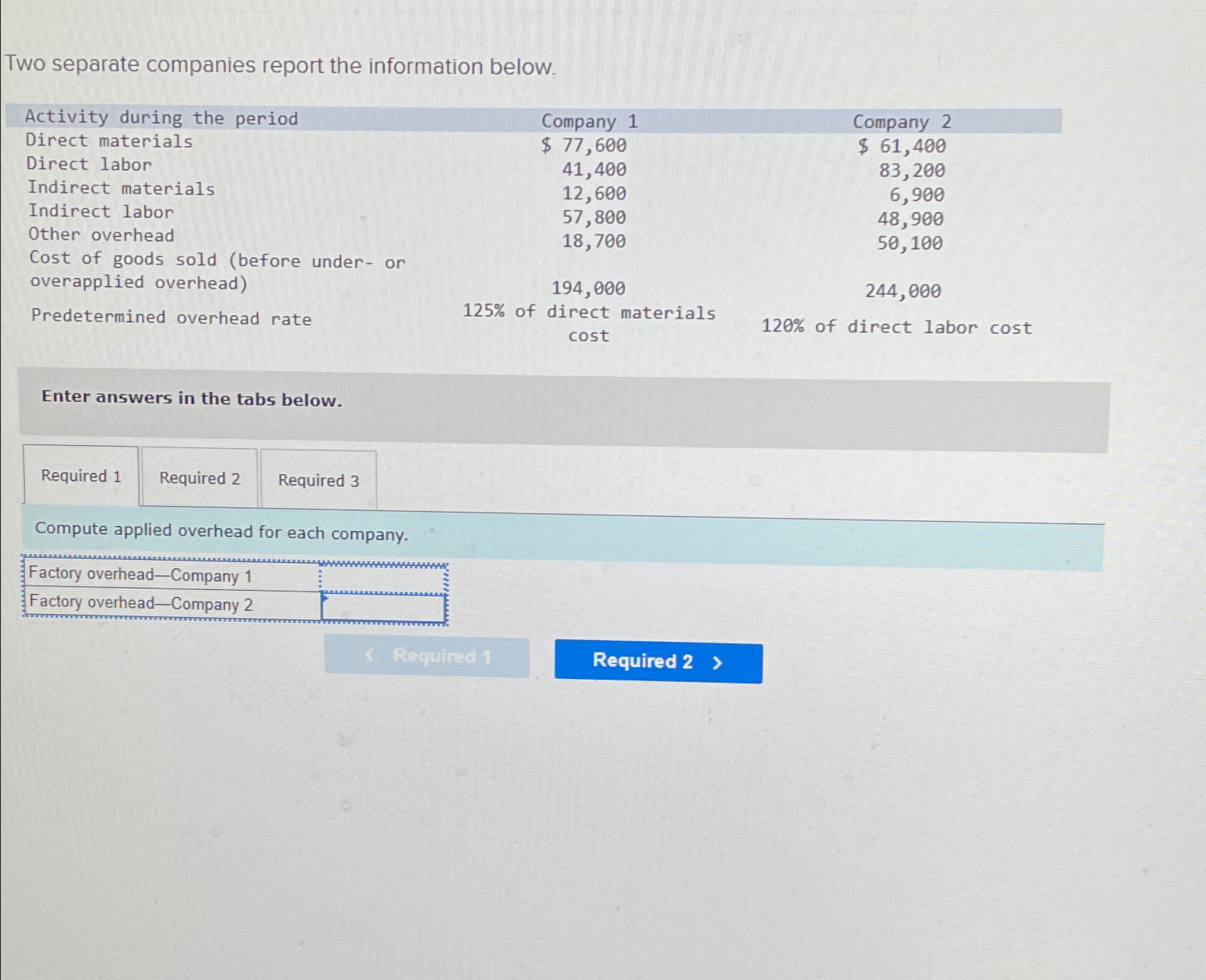 Solved Two separate companies report the information | Chegg.com