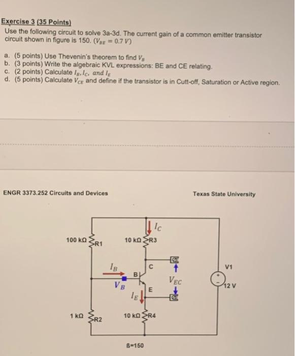 Solved Exercise 3 (35 Points) Use the following circuit to | Chegg.com Solved Exercise 3 (35 Points) Use the following circuit to | Chegg.com