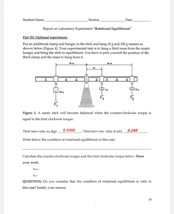 Solved Student Name Section Date Report on Laboratory | Chegg.com