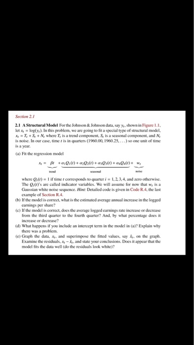 Section 2.1 2.1 A Structural Model For the Johnson & | Chegg.com