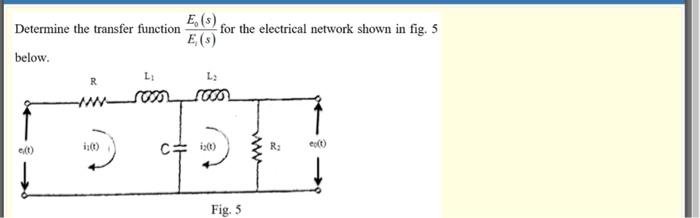 Solved Determine the transfer function below. E (5) for the | Chegg.com