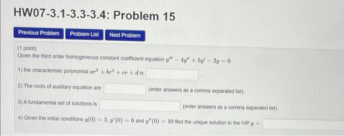 Solved Given the third order homogeneous constant | Chegg.com