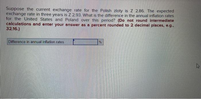 Solved Suppose the current exchange rate for the Polish | Chegg.com
