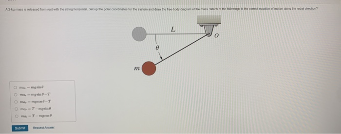 Solved A2 kg mass is released from rest with the string | Chegg.com