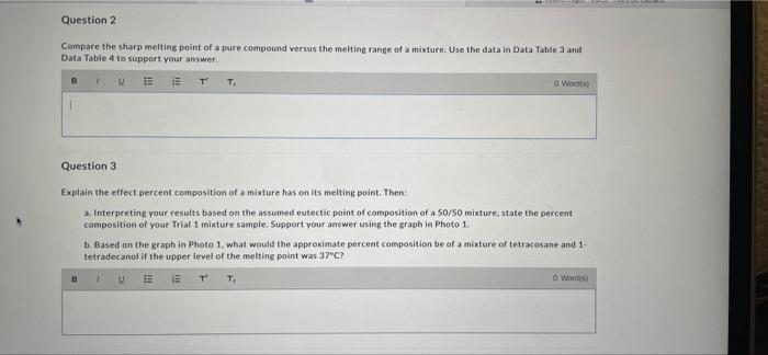 Solved Question 2 Compare the sharp melting point of a pure | Chegg.com