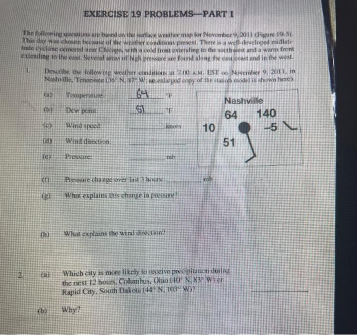 Solved EXERCISE 19 PROBLEMSPART I The following questions | Chegg.com