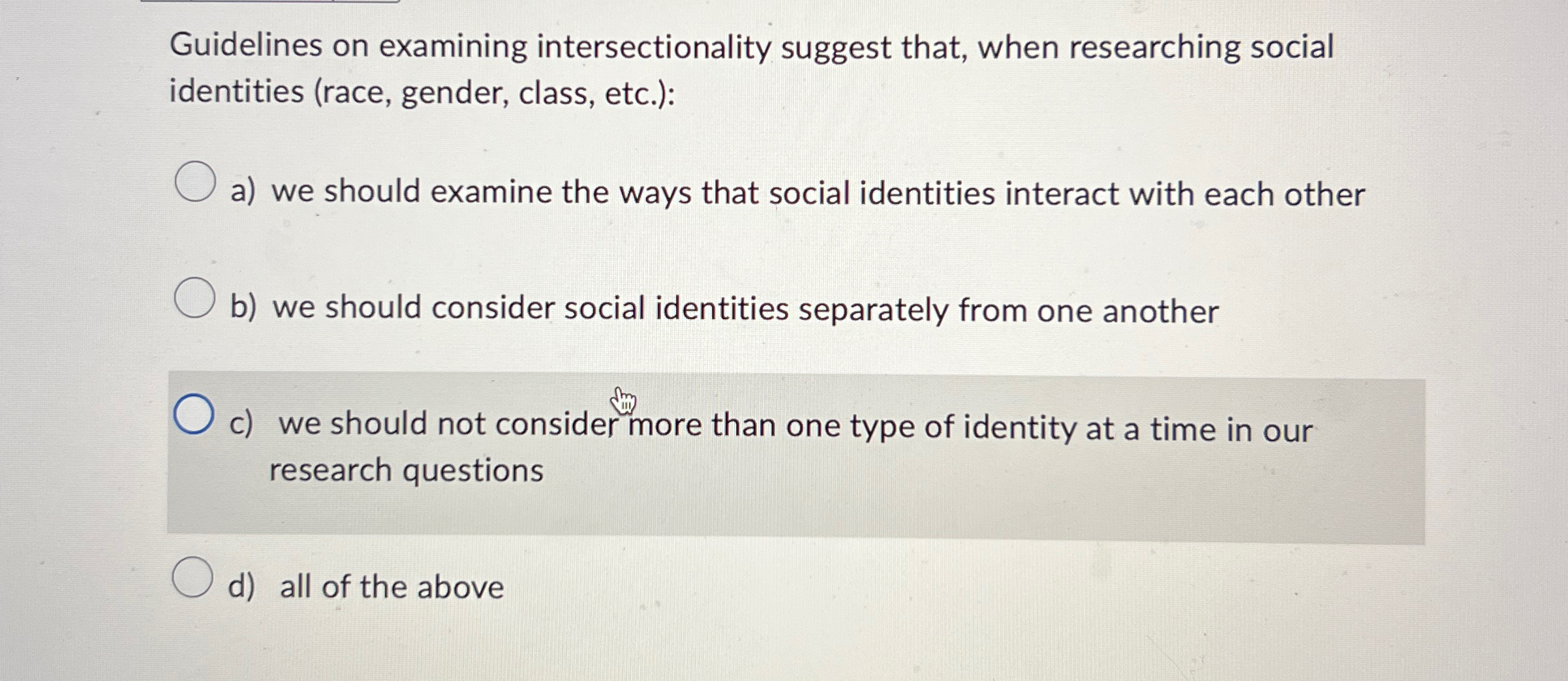 Solved Guidelines on examining intersectionality suggest | Chegg.com