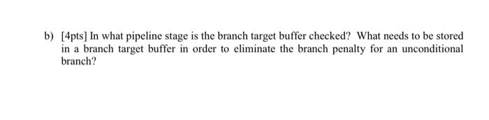 Solved b) [4pts] In what pipeline stage is the branch target | Chegg.com