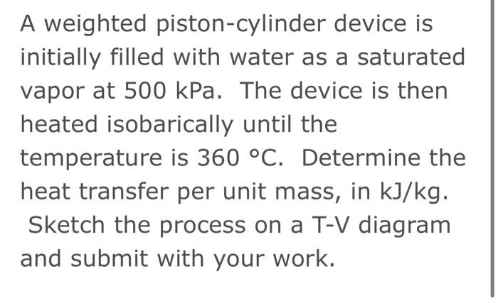Solved A weighted piston-cylinder device is initially filled | Chegg.com