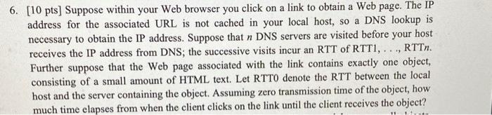 Solved 6. [10 pts) Suppose within your web browser you click | Chegg.com