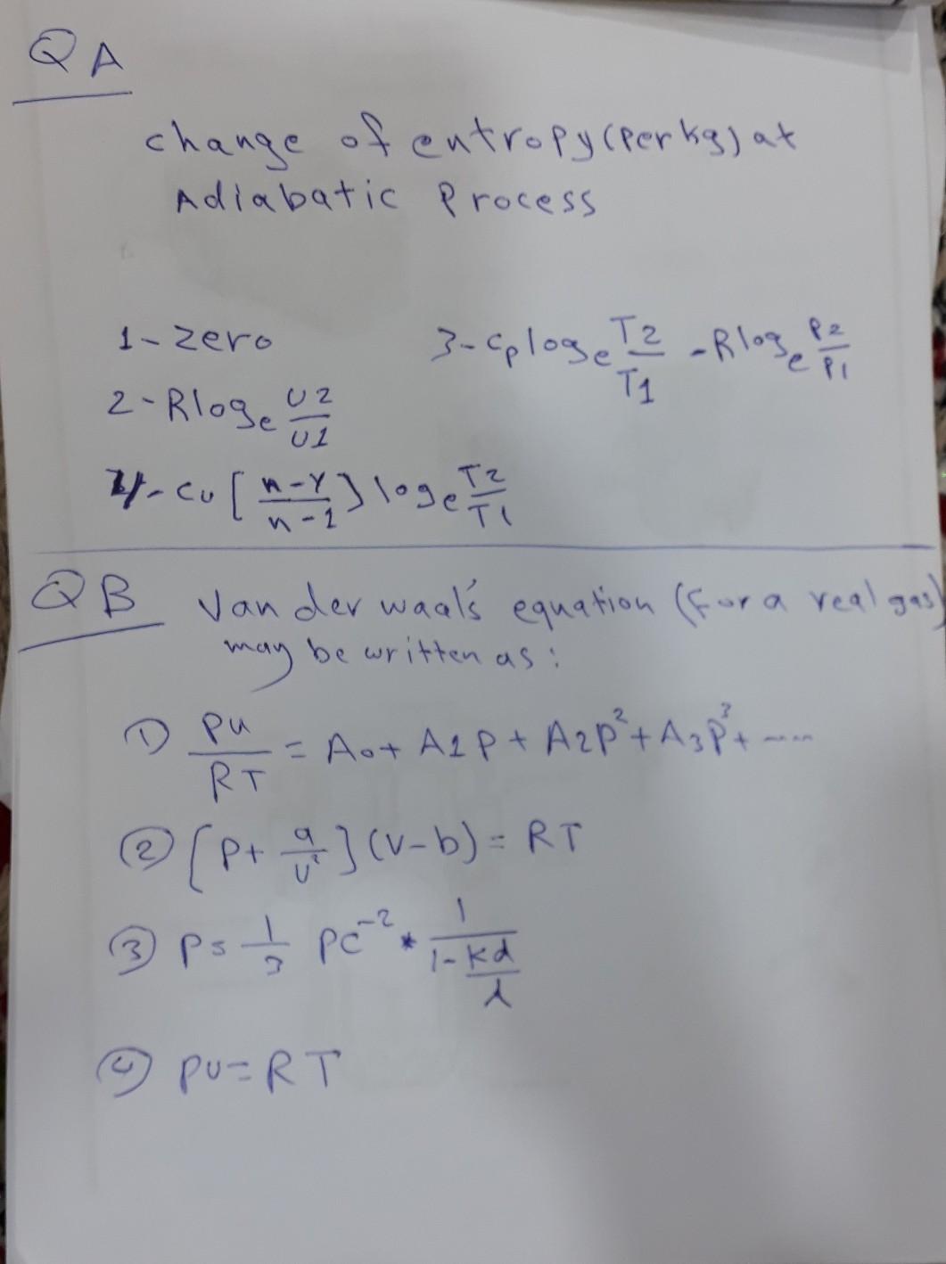 Solved QA change of entropy (per kg) at Adiabatic process | Chegg.com