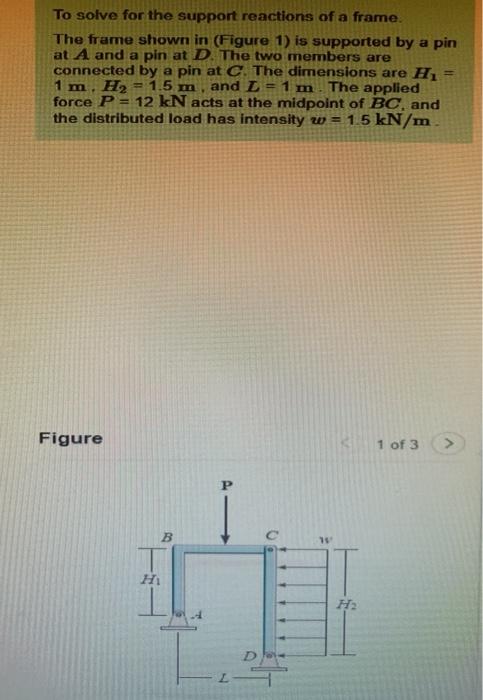 Solved To solve for the support reactions of a frame. The | Chegg.com