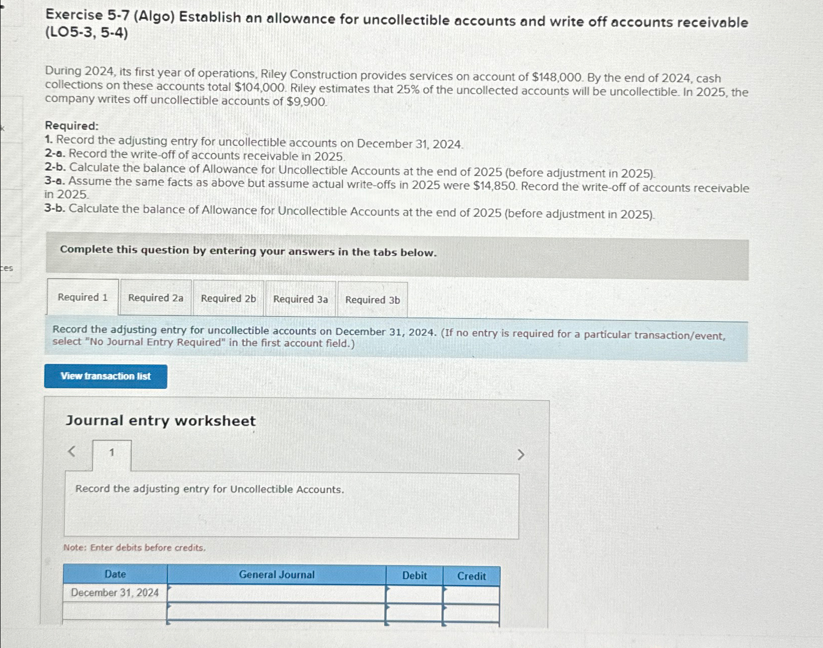 Solved Exercise 5-7 (Algo) ﻿Establish an allowance for | Chegg.com