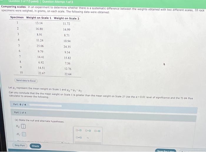 Solved Comparing scales: In an experiment to determine | Chegg.com