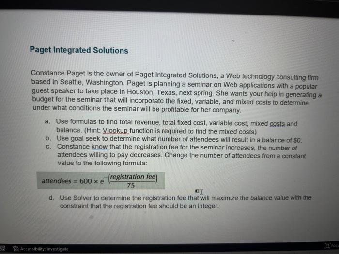 Paget Integrated Solutions Constance Paget is the | Chegg.com
