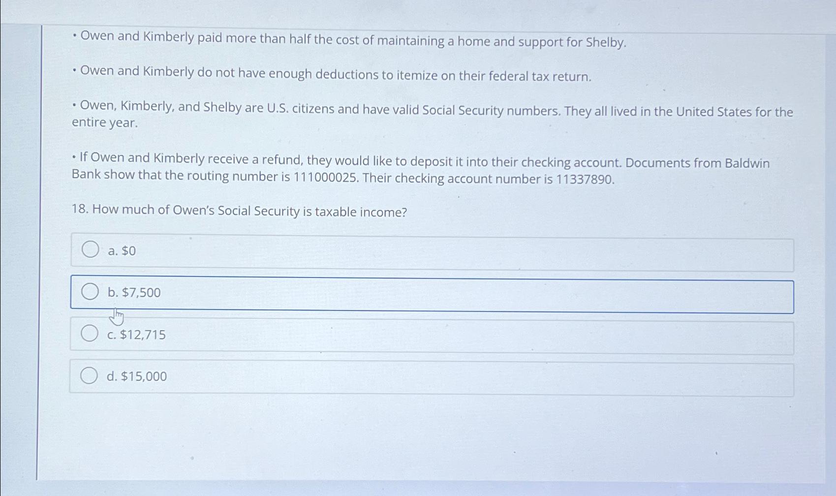 Solved Owen and Kimberly paid more than half the cost of | Chegg.com