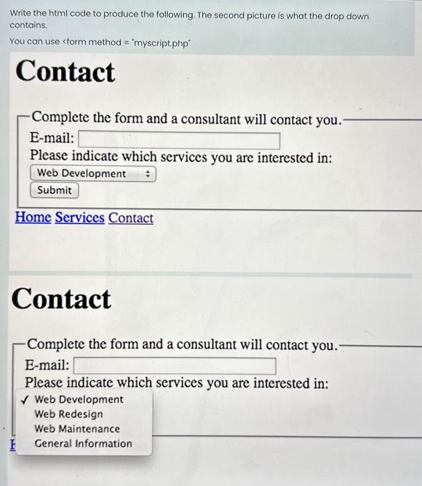 Solved Write the html code to produce the following. The | Chegg.com