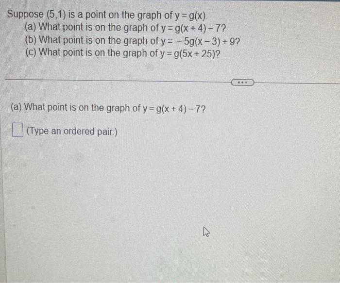 Solved Suppose (5,1) is a point on the graph of y=g(x). (a) | Chegg.com
