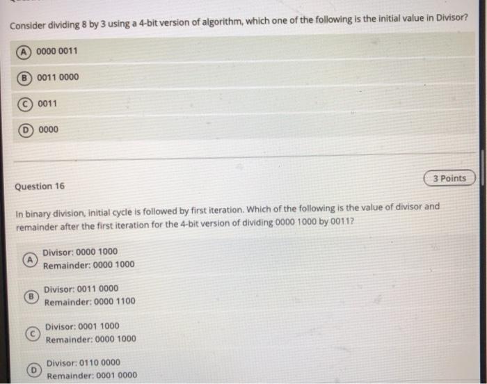 Solved Consider dividing 8 by 3 using a 4-bit version of | Chegg.com