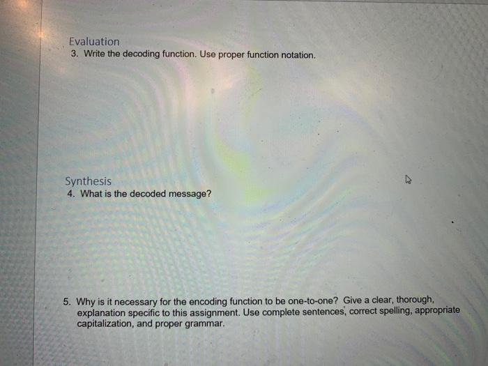 Solved Math 1314 Name: CWID: Encoding a message starts with | Chegg.com